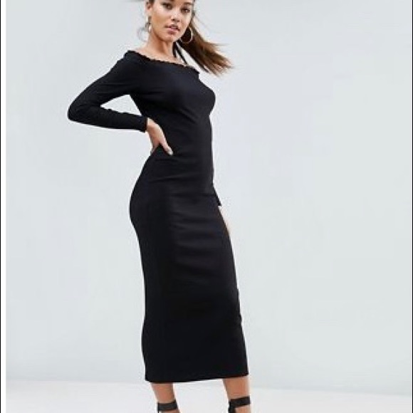 ASOS | Dresses | Asos Black Midi Dress | Poshmark